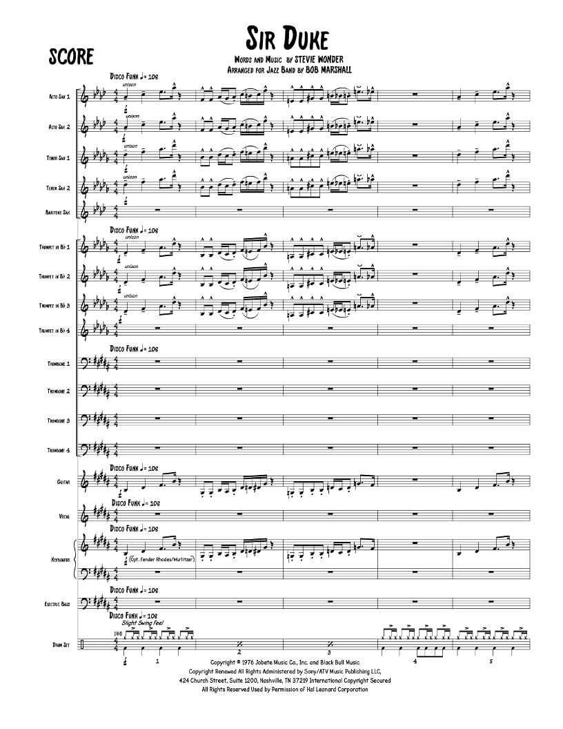 Sir Duke | Big Band Music | Snowflower Music