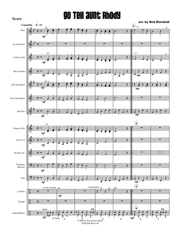 Go Tell Aunt Rhody | Concert Band | Snowflower Music